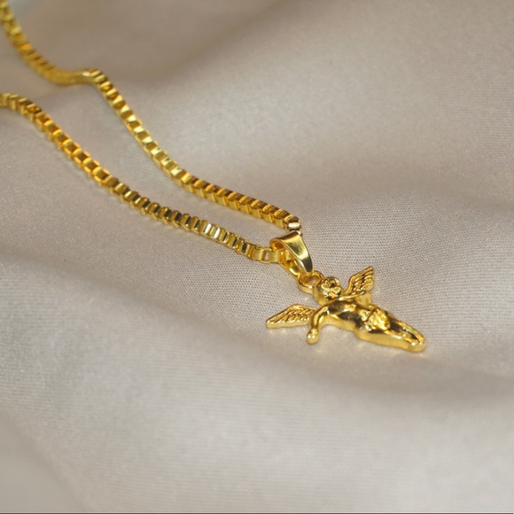 Annajays Boutique | Jewelry | Always Angelic Gold Long Angel Necklace ...